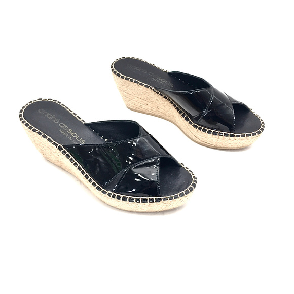 Andre Assous | Shoes | Andr Assous Black Patent Esparille Mules Sz 9 ...